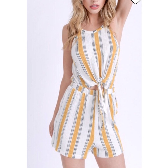 Love Tree | Pants & Jumpsuits | Love Tree Boho Summer Yellow Striped ...